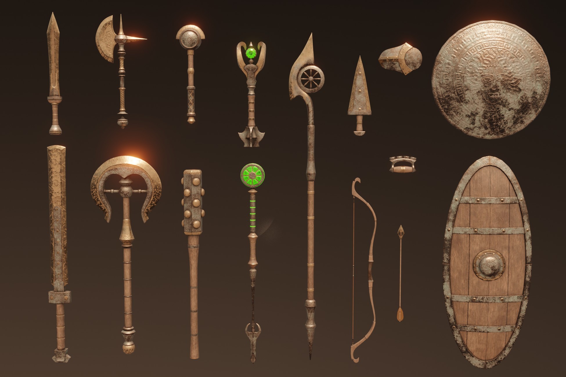 Bronze Fantasy Weapon Set | 3D Weapons | Unity Asset Store