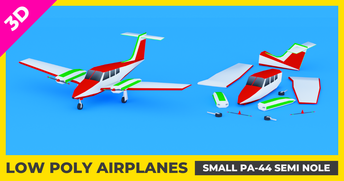 Low Poly Airplanes - Small PA-44 Semi Nole | 3D Air | Unity Asset Store
