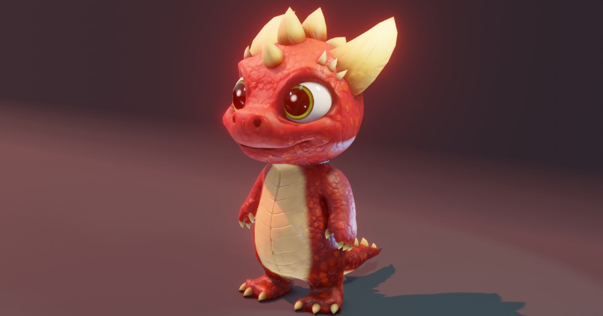 Cartoon Red Dinosaur 3D Model (Low-Poly, Game-Ready, Animated, Built-In ...