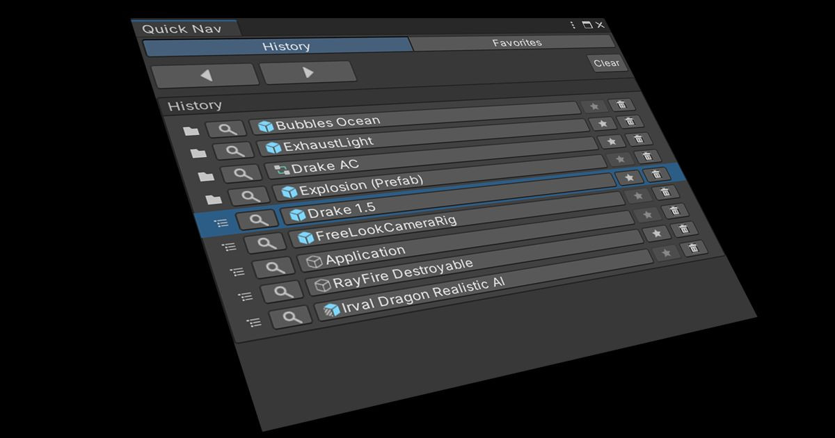 Quicknav Historys Favorites Utilities Tools Unity Asset Store