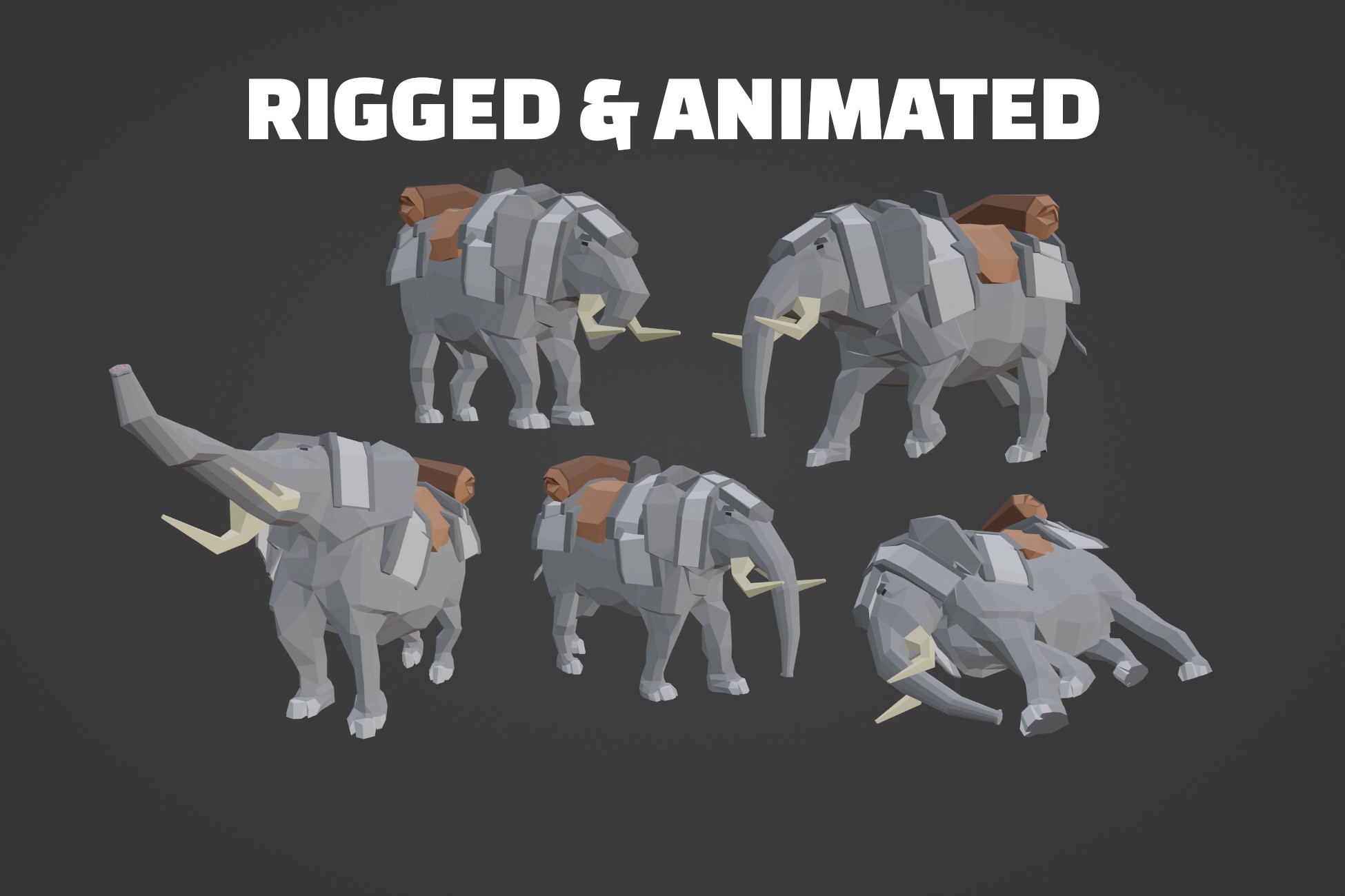 3D LOW POLY Elephant Armor - ANIMATED | キャラクター | Unity Asset Store