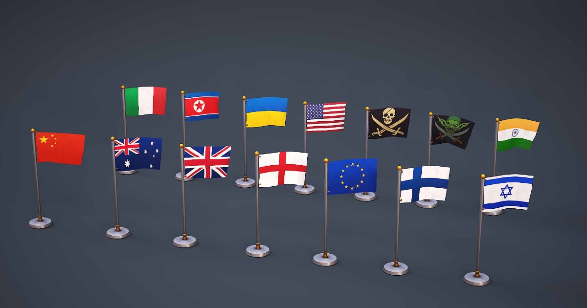 Flags – Game Ready, Rigged and Animated | 3D 小道具 | Unity Asset Store