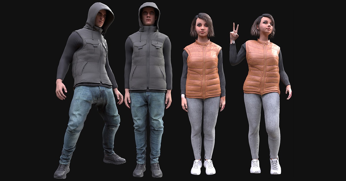 Collection 30 - Man/Woman in Autumn Outfit - Rigged | 3D Characters ...