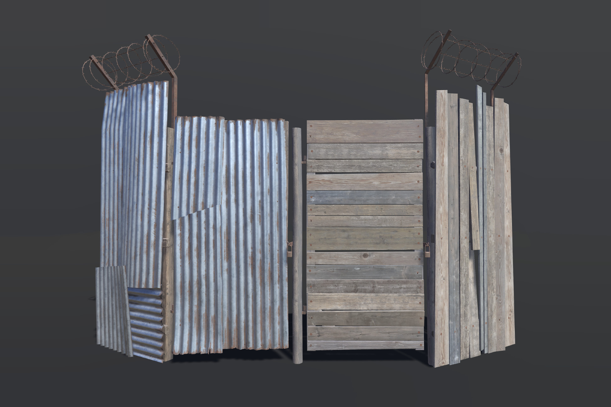 Post Apocalyptic Fence PBR | 3D Industrial | Unity Asset Store