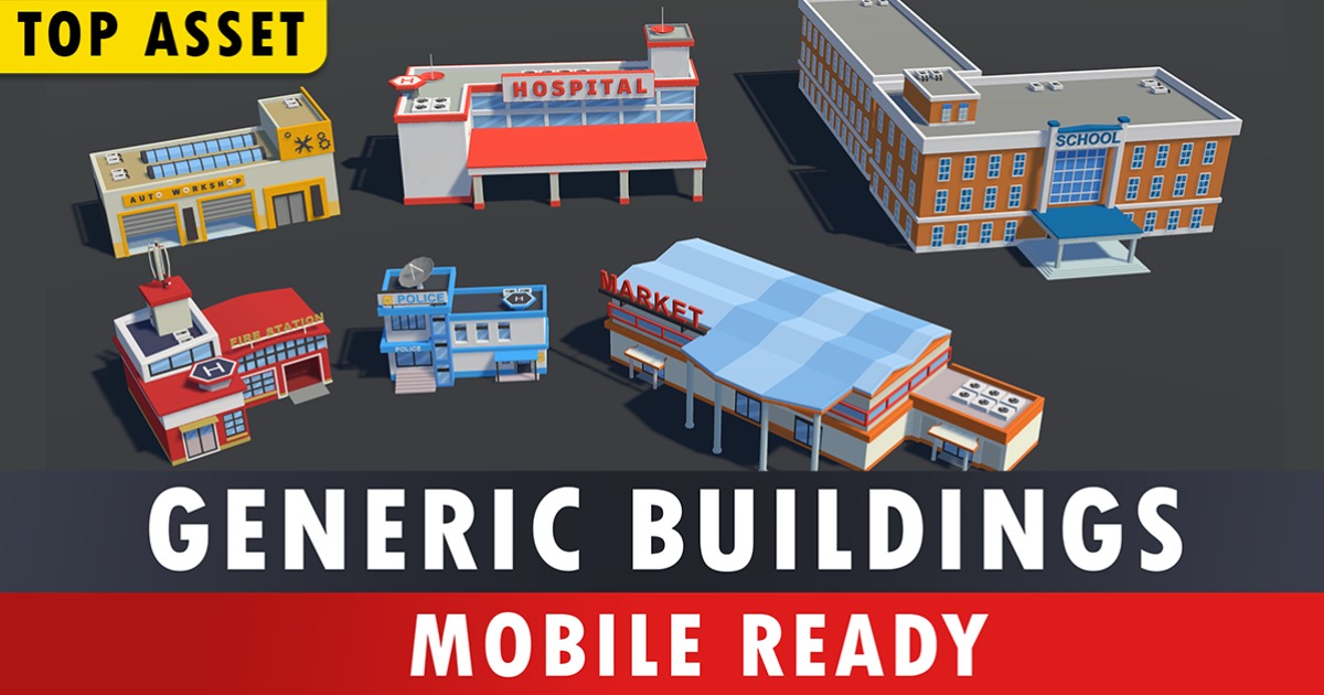 Simple Generic Buildings - Cartoon Buildings | 3D Environments | Unity ...