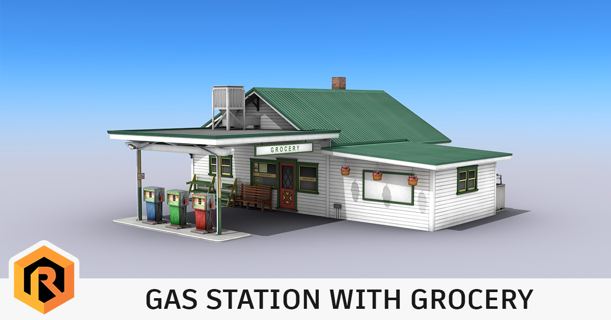 Gas Station With Grocery | 3D Props | Unity Asset Store