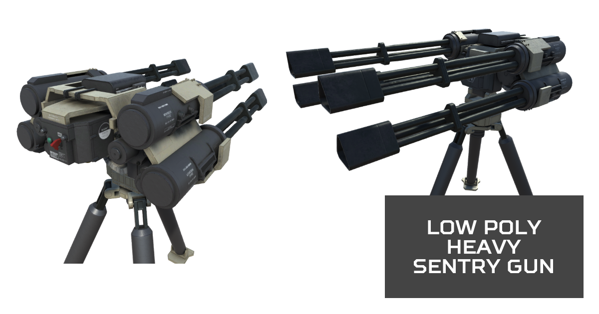 Low Poly Heavy Sentry Gun | 3D Guns | Unity Asset Store