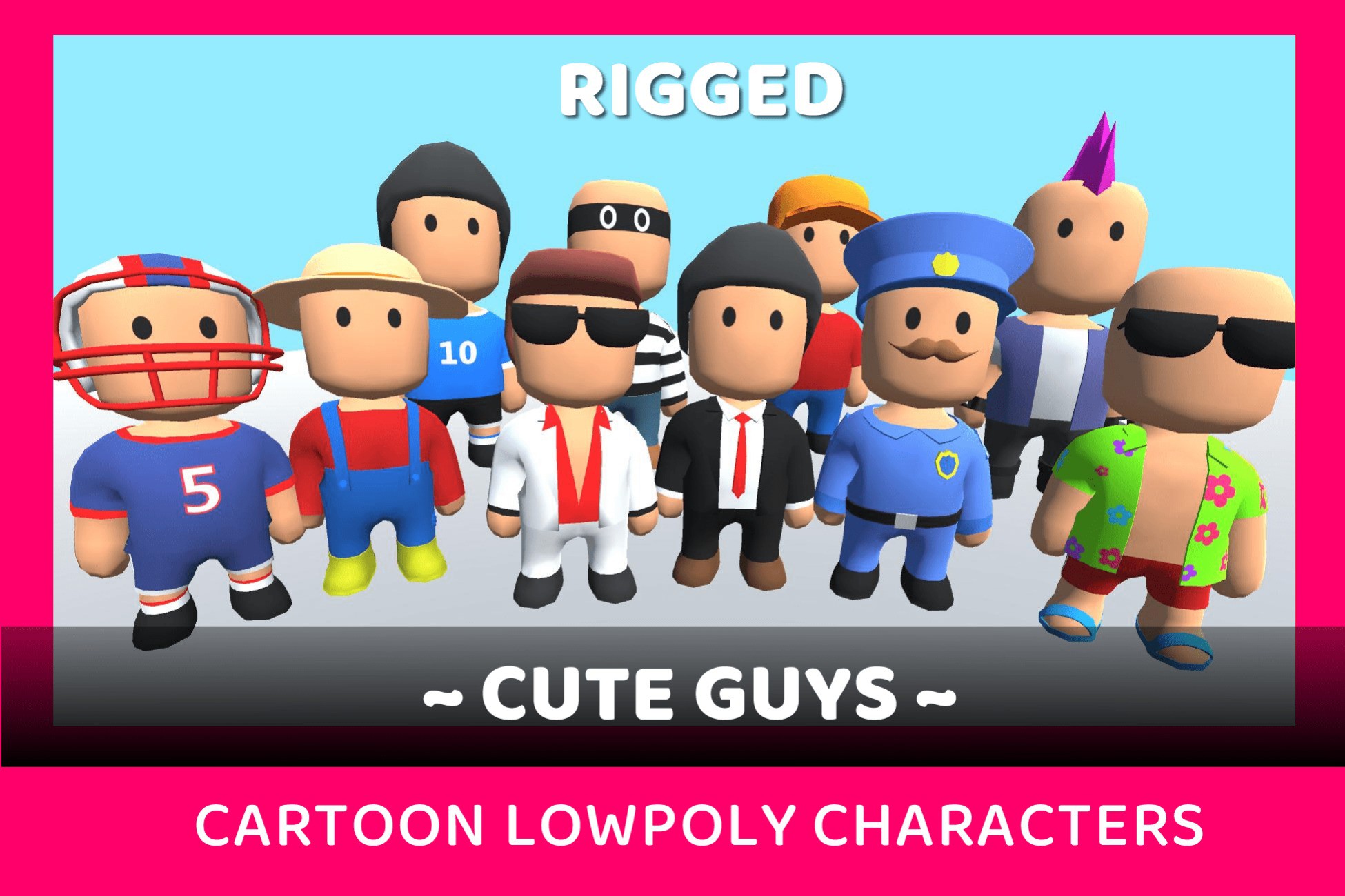 Cute Guys - Lowpoly Cartoon Characters Pack | 3D Characters | Unity ...