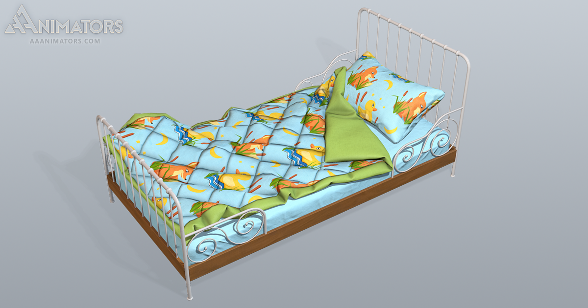 Low Poly double Bed 04 | 3D Furniture | Unity Asset Store