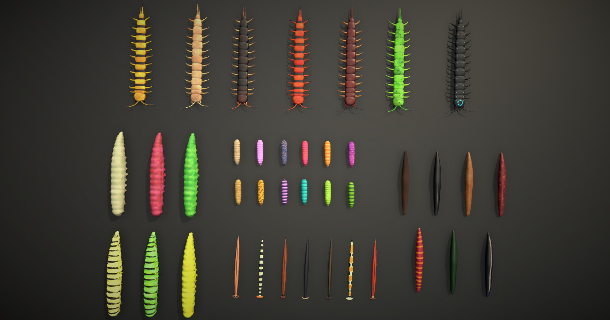 Worm's 5 in 1 Pack (3D) | 3D Animals | Unity Asset Store