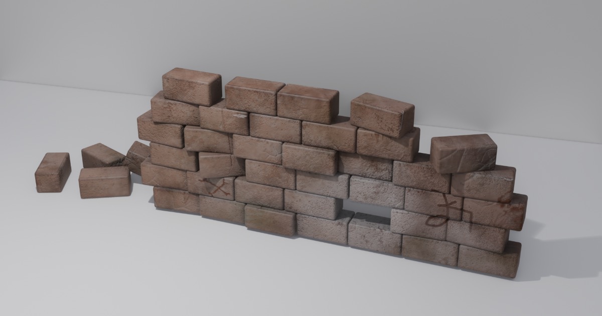 Broken Brick Wall | 3D Props | Unity Asset Store