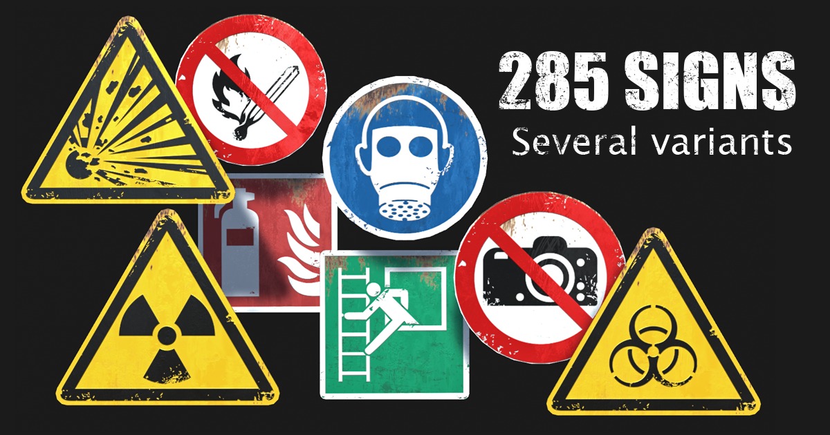 Hazard & Safety 285 signs collection (ISO 7010) | 3D Exterior | Unity ...