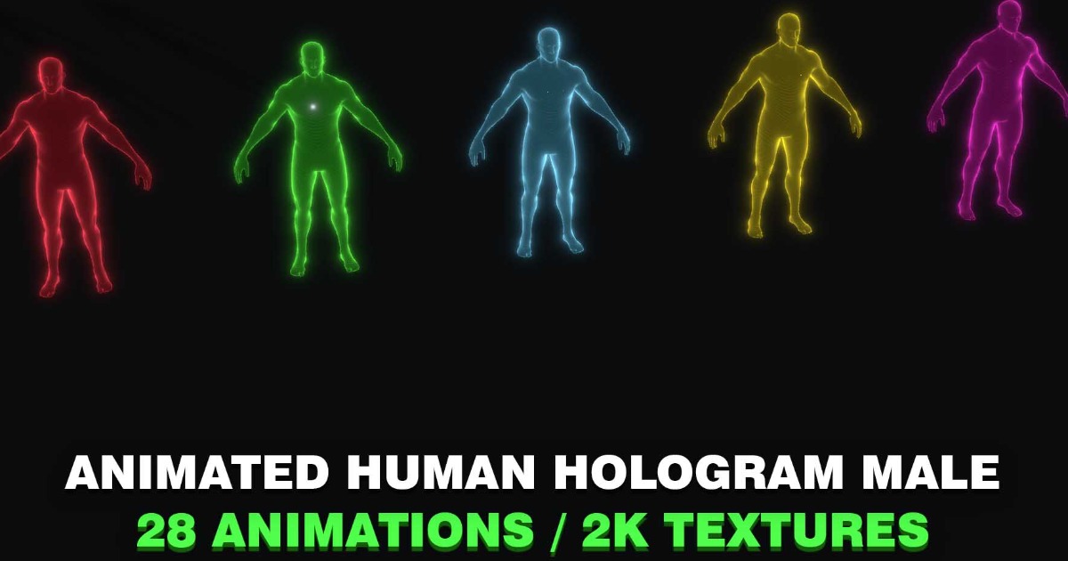 Animated Human Hologram Male 3D Model 28 Animations | Characters ...
