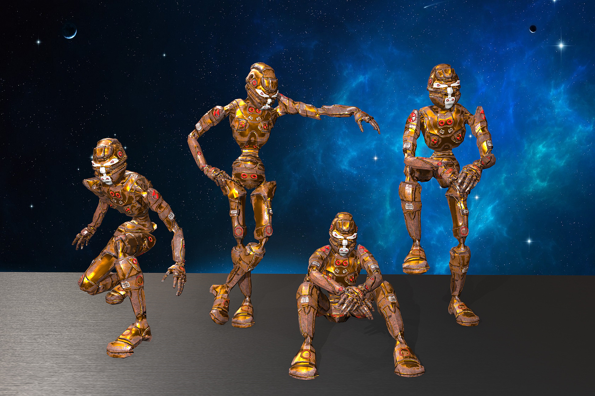Robot gold sci fi humanoid | Characters | Unity Asset Store