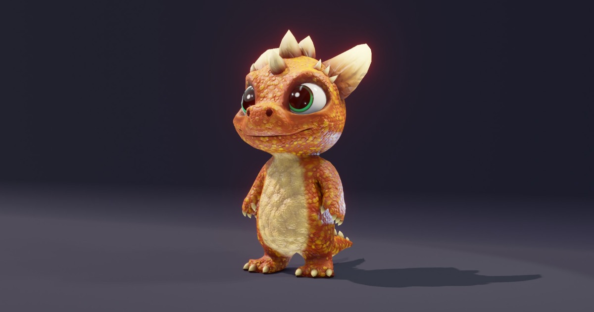 Cartoon Orange Dinosaur 3D Model – Animated Character | 3D 动物 | Unity ...