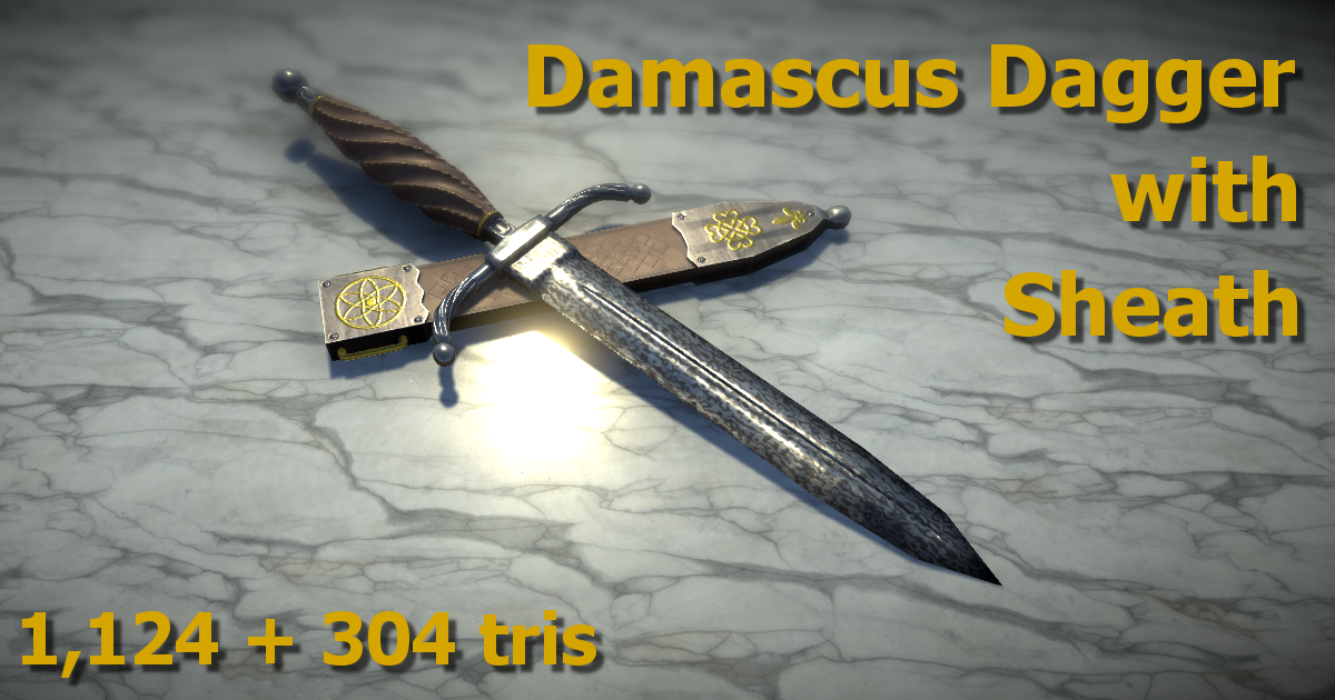3D model of Damascus Dagger with Sheath | 3D 武器 | Unity Asset Store