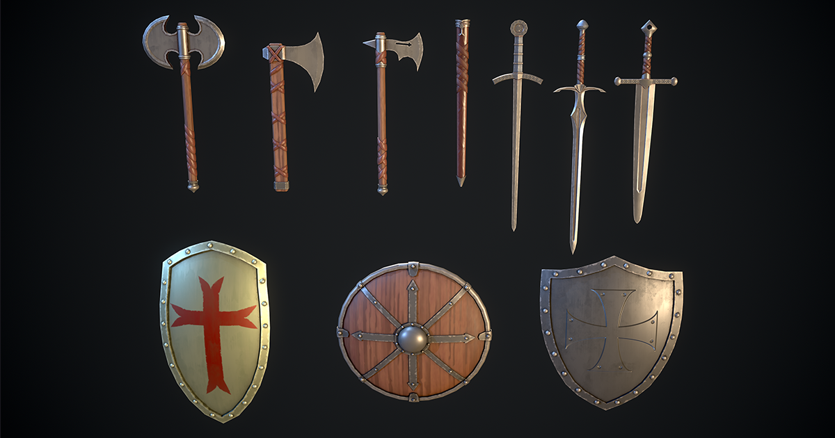 Low Poly Stylized Medieval Weapon Pack | 3D Weapons | Unity Asset Store