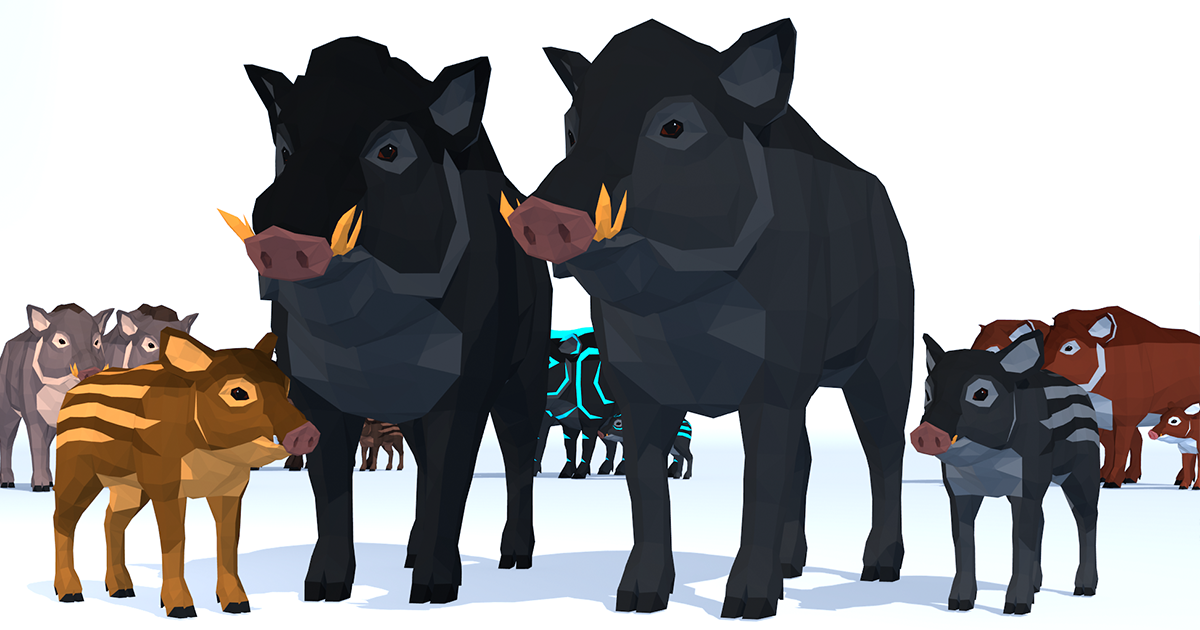 LowPoly Boars pack | 3D Animals | Unity Asset Store