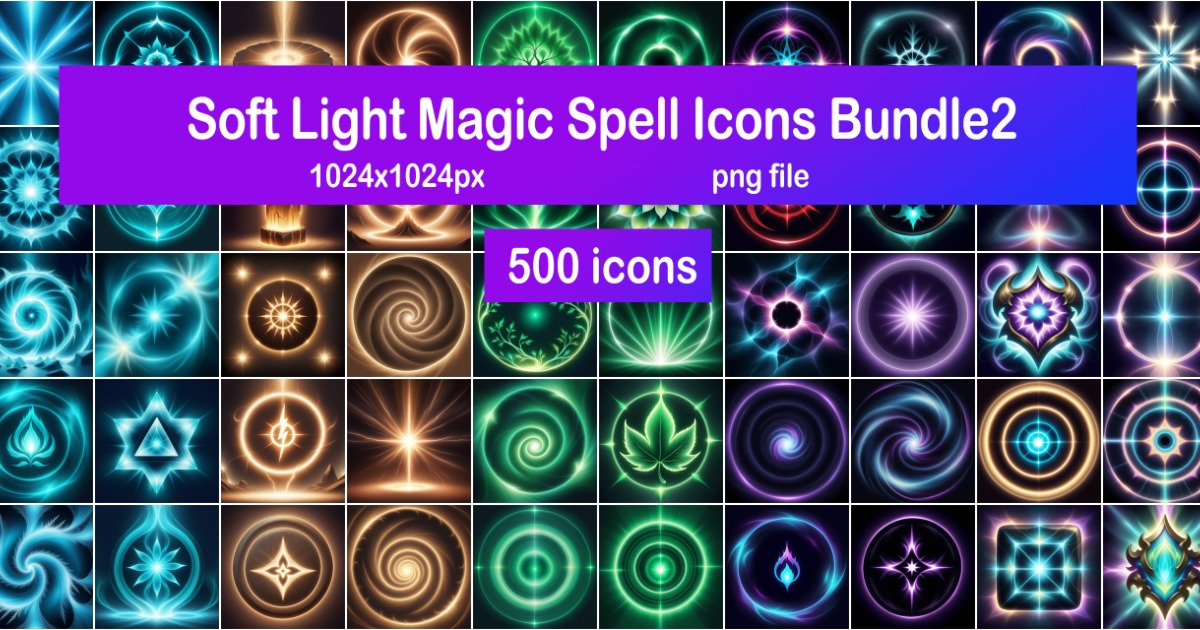 Soft Light Magic Spell Icons Bundle2 | 2D Icons | Unity Asset Store