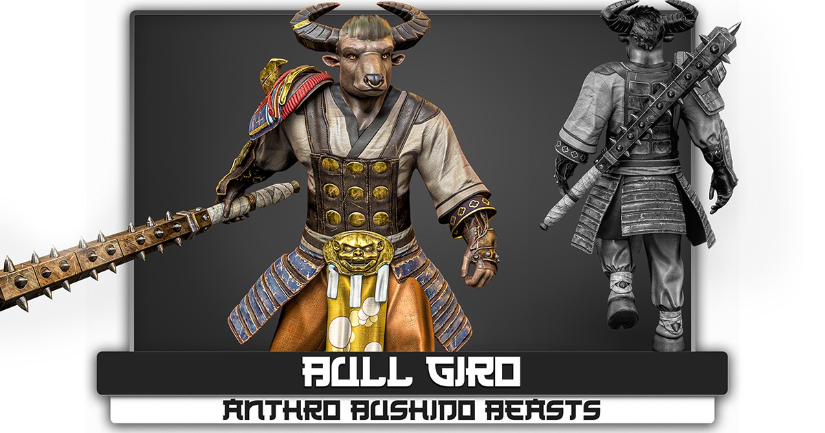 Bull Giro - Anthro Bushido Beasts - Animation Macuahuitl Realistic ...