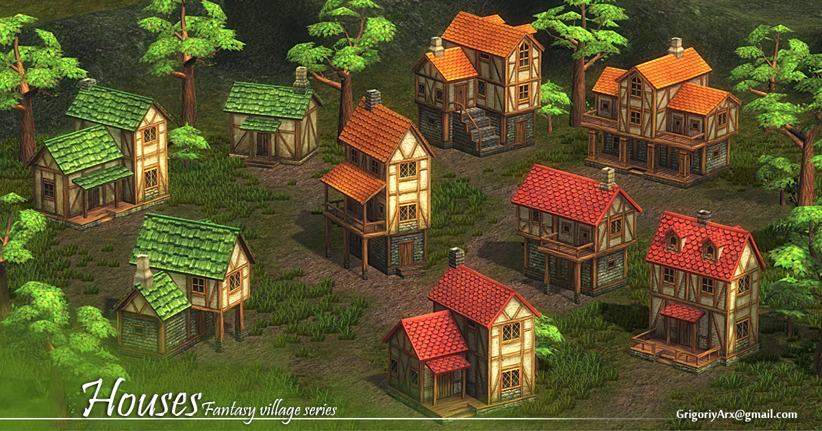 Houses for Fantasy Village | 3D Fantasy | Unity Asset Store