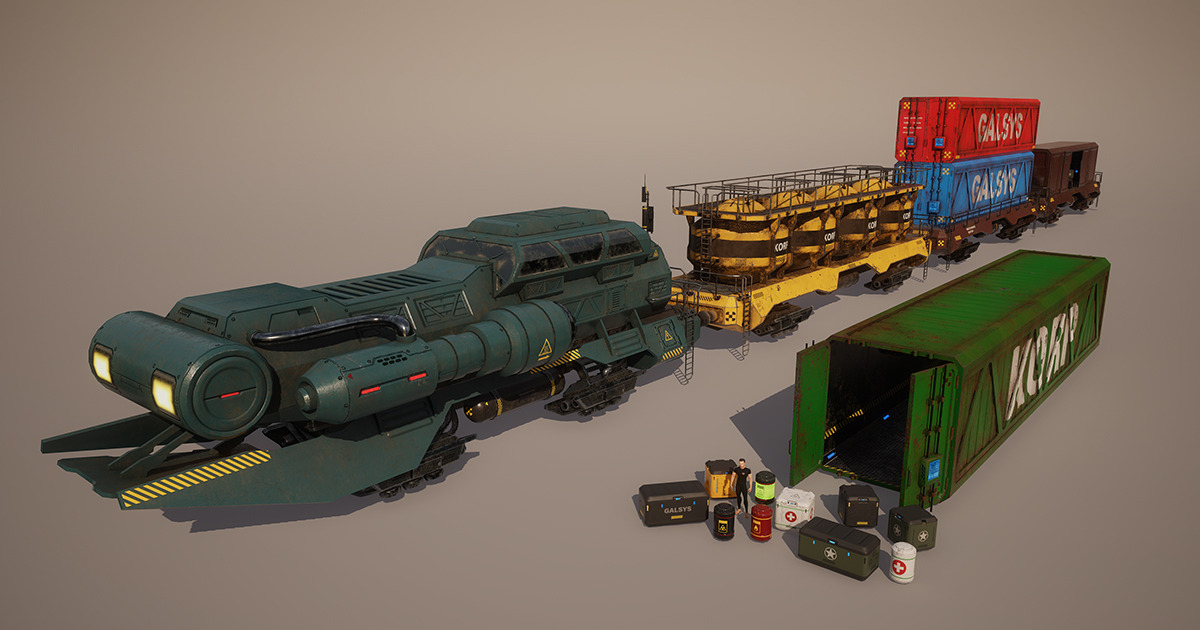 SCI FI: HOVER FREIGHT TRAIN | 3D Vehicles | Unity Asset Store