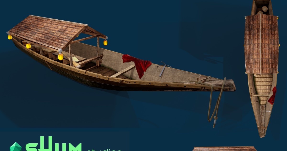 Low Poly Stylized Wooden Boat | 3D Historic | Unity Asset Store