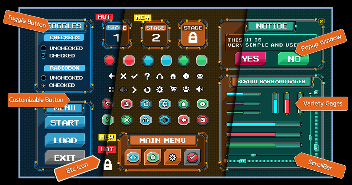 nGarden Retro SF UI Pack | 2D GUI | Unity Asset Store