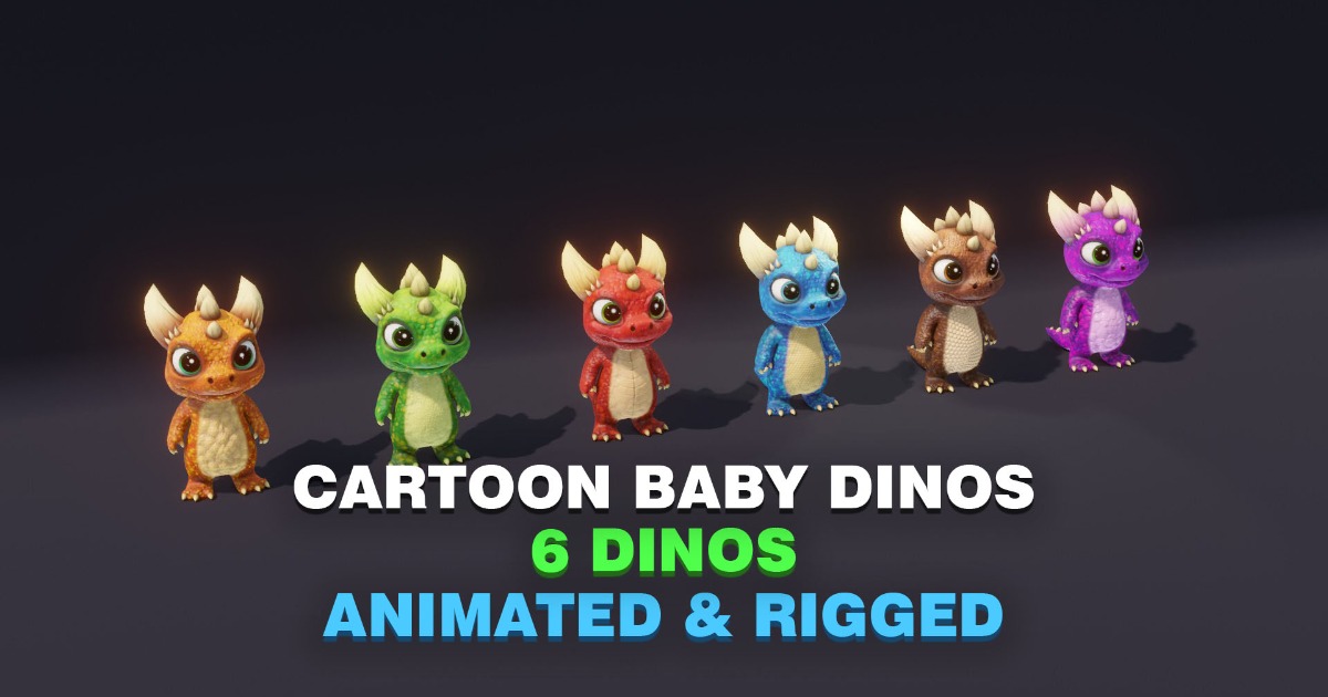 Cute Cartoon Dinosaurs Pack | 3D 동물 | Unity Asset Store