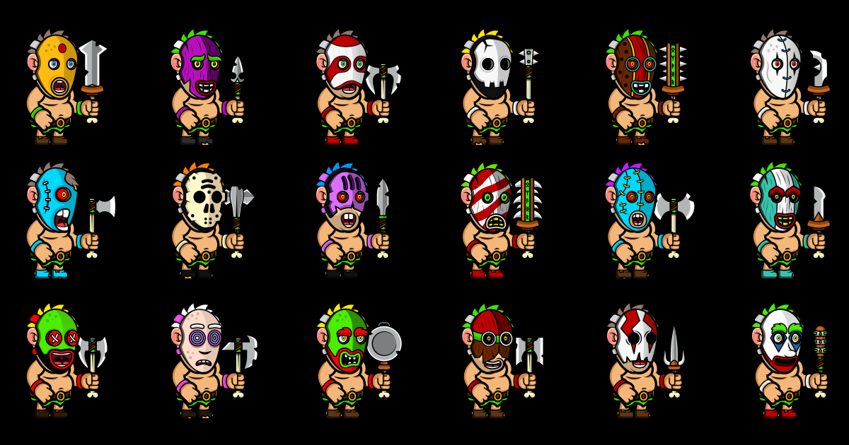 30 Vector Masked characters | 2D Characters | Unity Asset Store