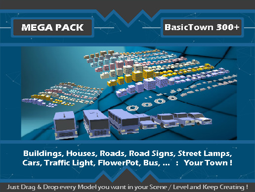 BasicTown - [MEGA PACK] 300+ Town LowPolyModels | 3D | Unity Asset Store