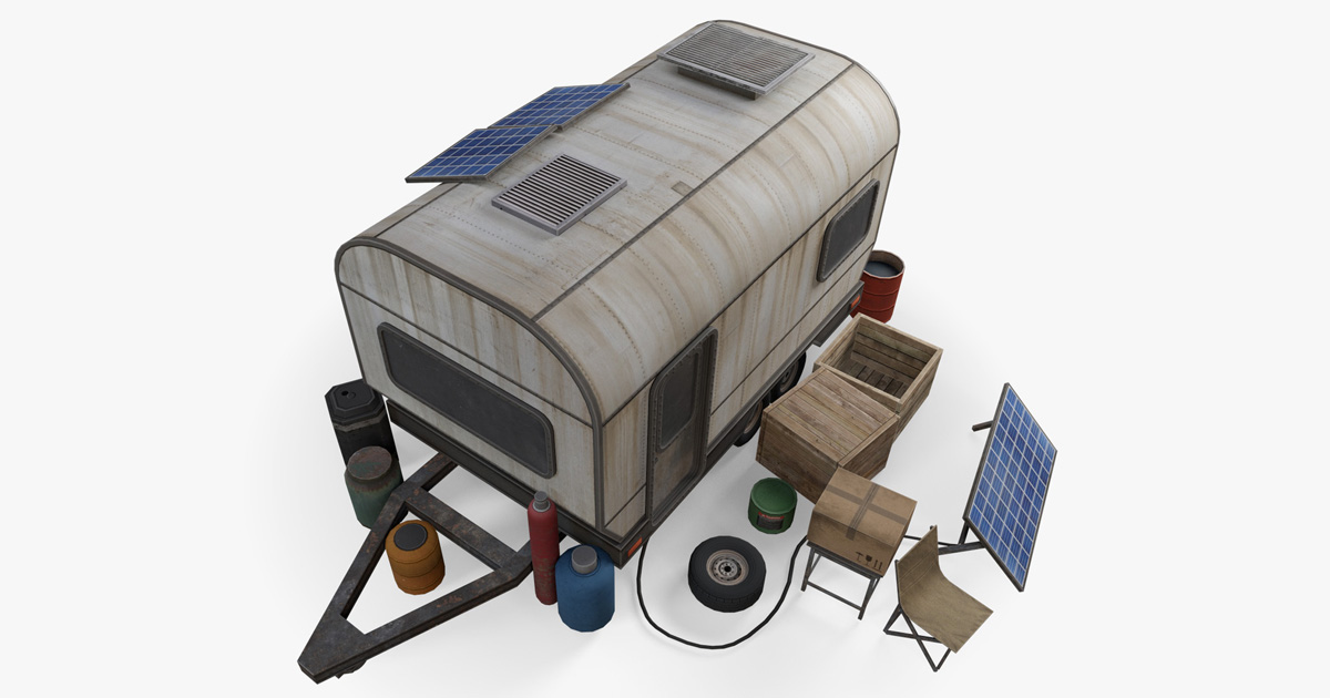 Post-Apocalyptic Survival Caravan Trailer | 3D Vehicles | Unity Asset Store
