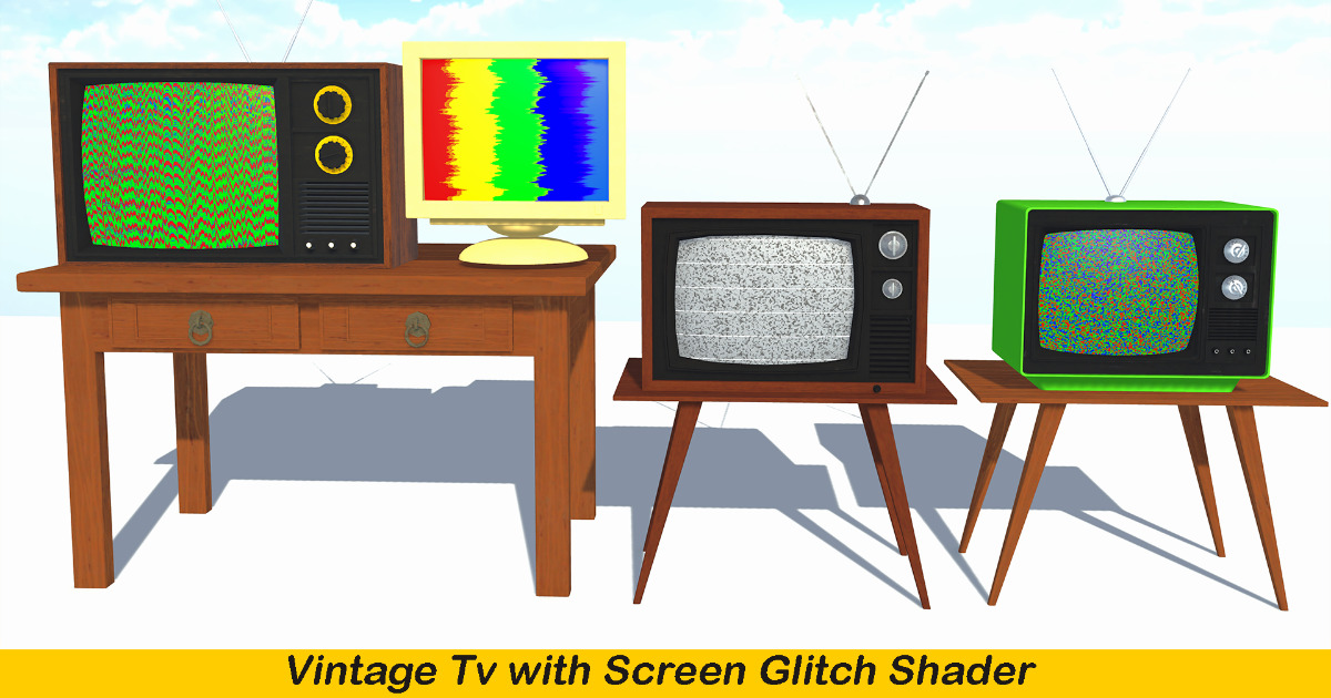 Vintage Tv with Screen Glitch 2 | 3D Interior | Unity Asset Store