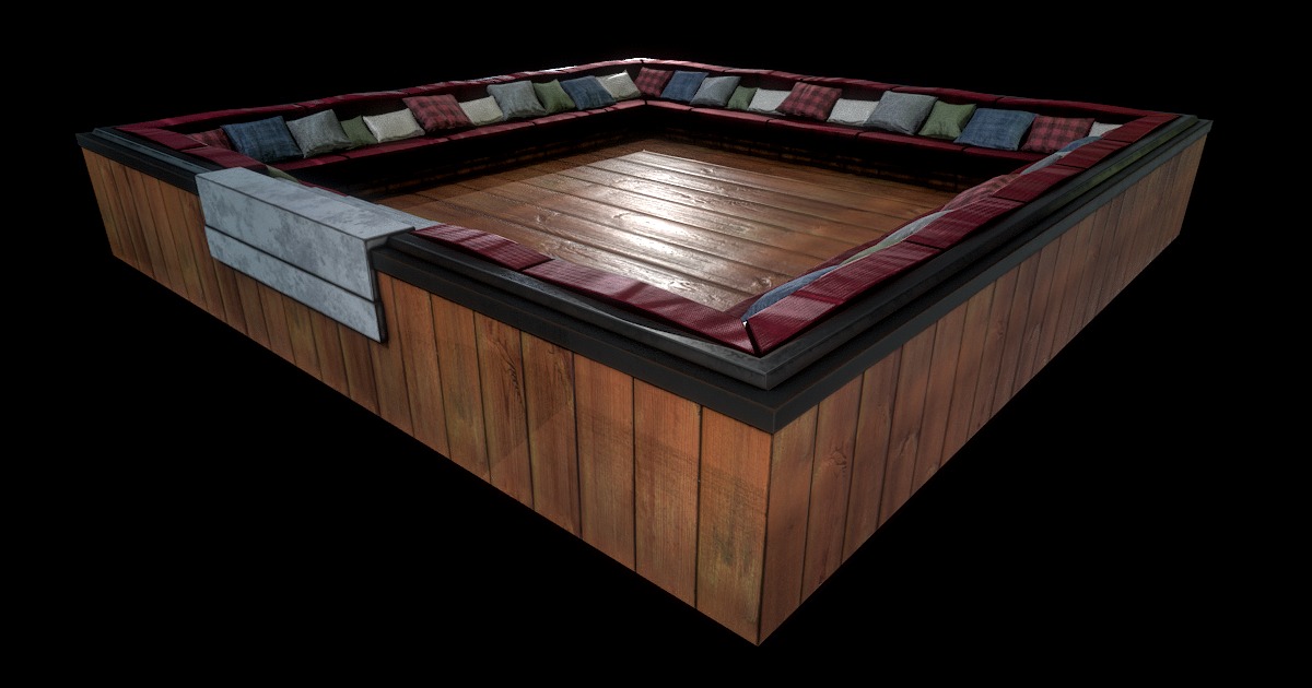 Lounge Square Sofa with Pillows Rustic - BananaMonkey | 3D Interior ...