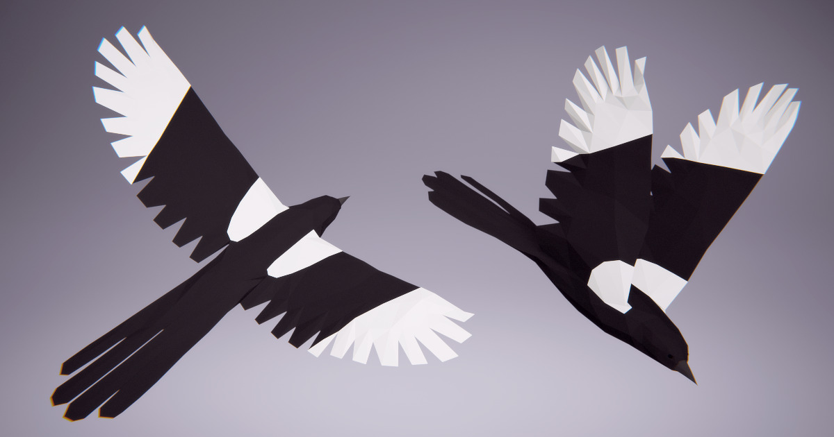 Low Poly Bird: Magpie | Characters | Unity Asset Store
