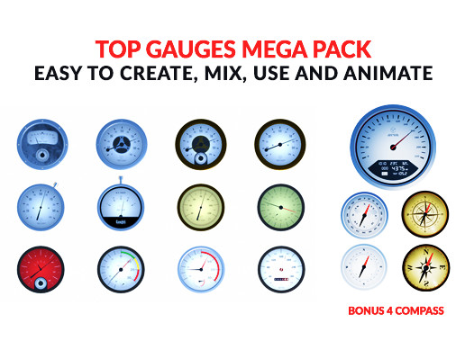 Top Gauges Mega Pack 30+ (Bonus 4 Compass) | 3D Props | Unity Asset Store