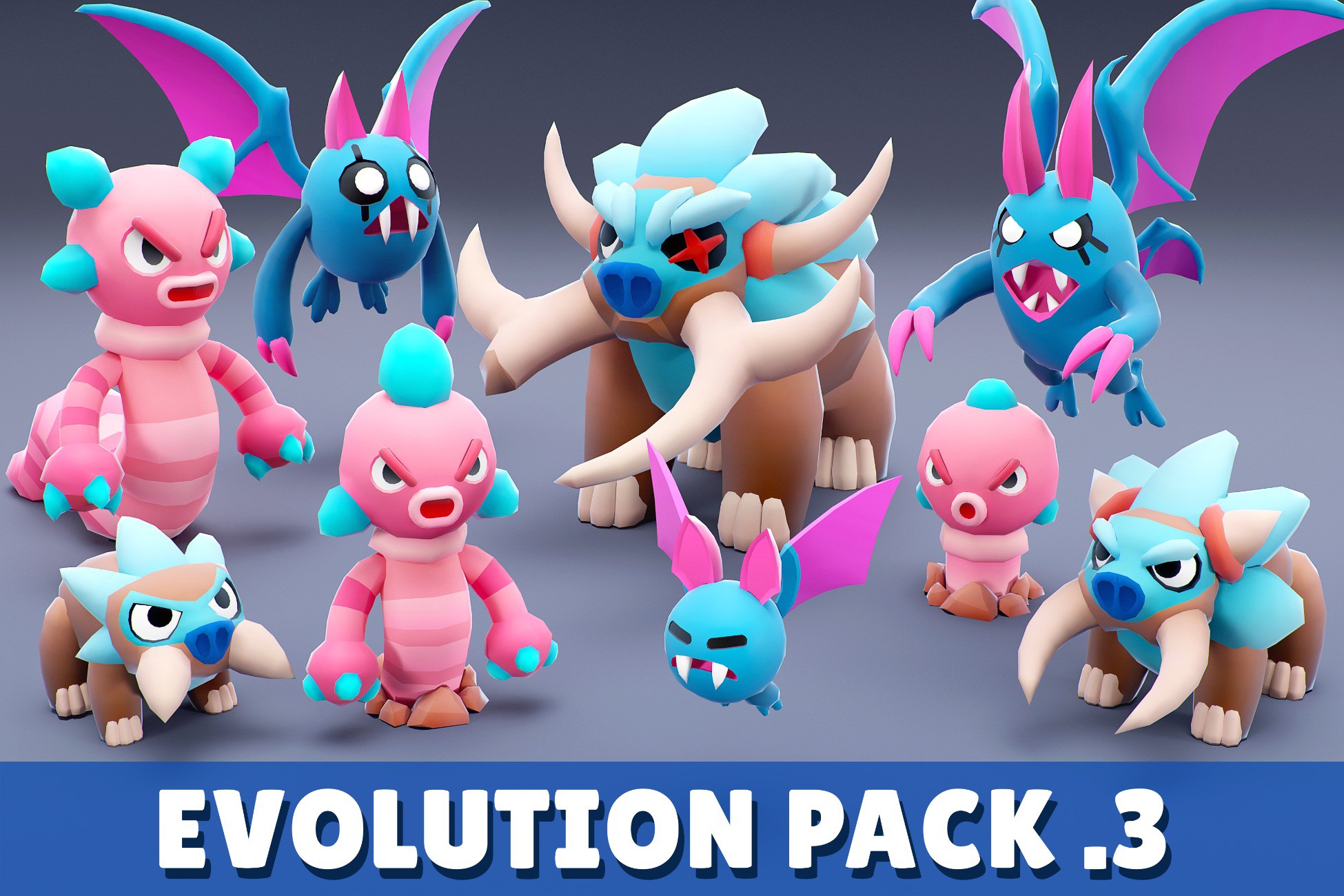 Cartoon Characters Evolution Pack Vol 3 3d 生物 Unity Asset Store