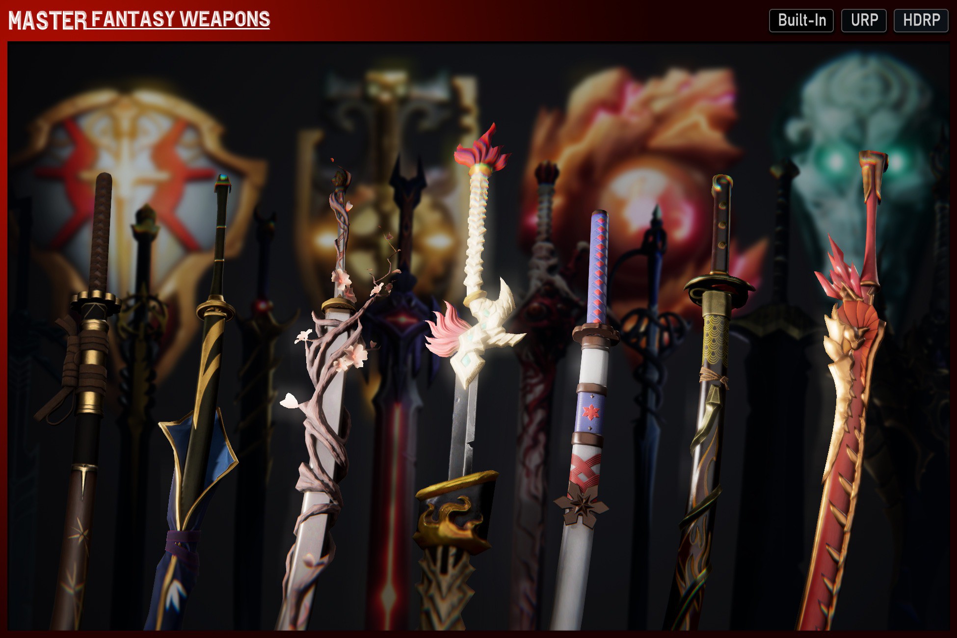 Master Fantasy Weapons|Sword|Axe|Katana|Bow|Shield|Uchigatana | 3D ...