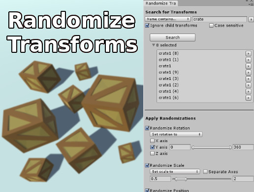 Randomize Transforms Utilities Tools Unity Asset Store