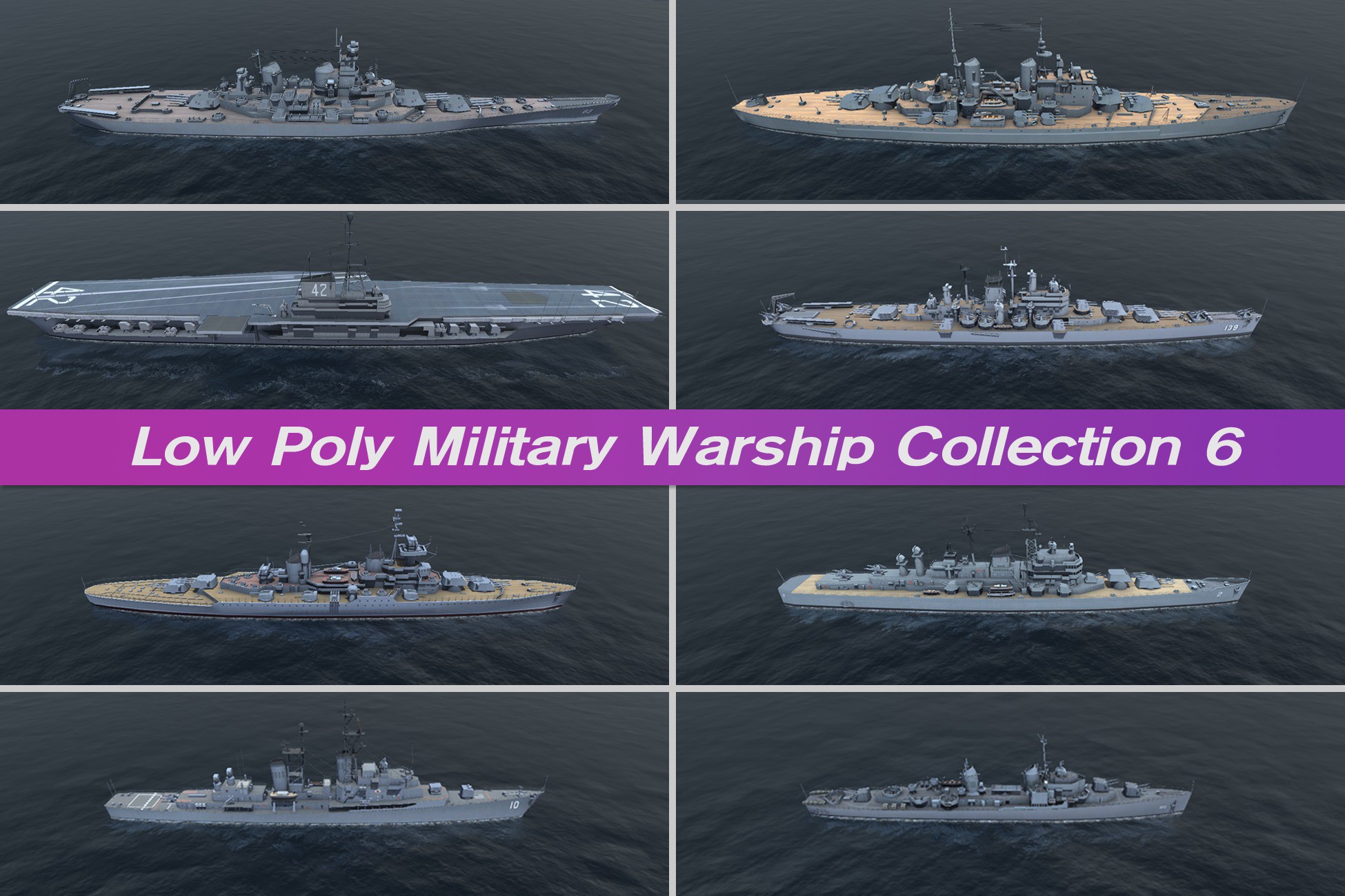 Low Poly Military Warship Collection 6 | 3D Sea | Unity Asset Store