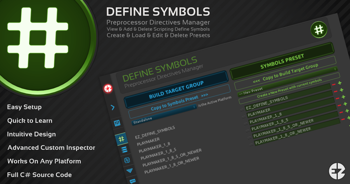Ez Define Symbols Preprocessor Directives Manager Utilities Tools Unity Asset Store