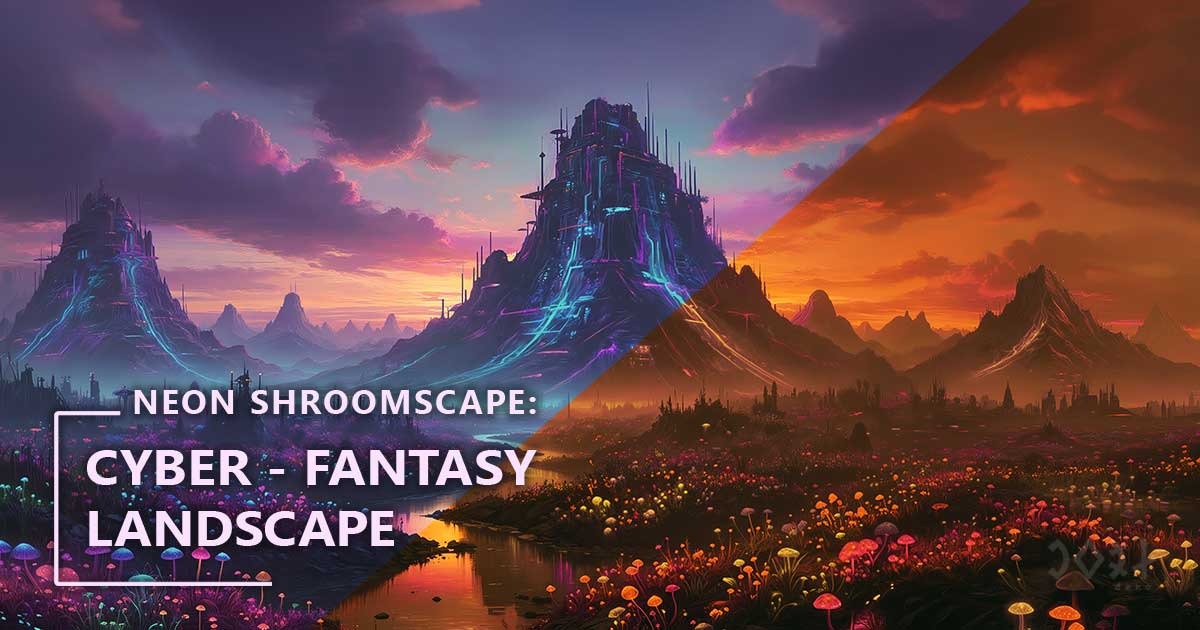 Neon Shroomscape: Cyber-Fantasy Landscape - Skybox | 2D Textures ...