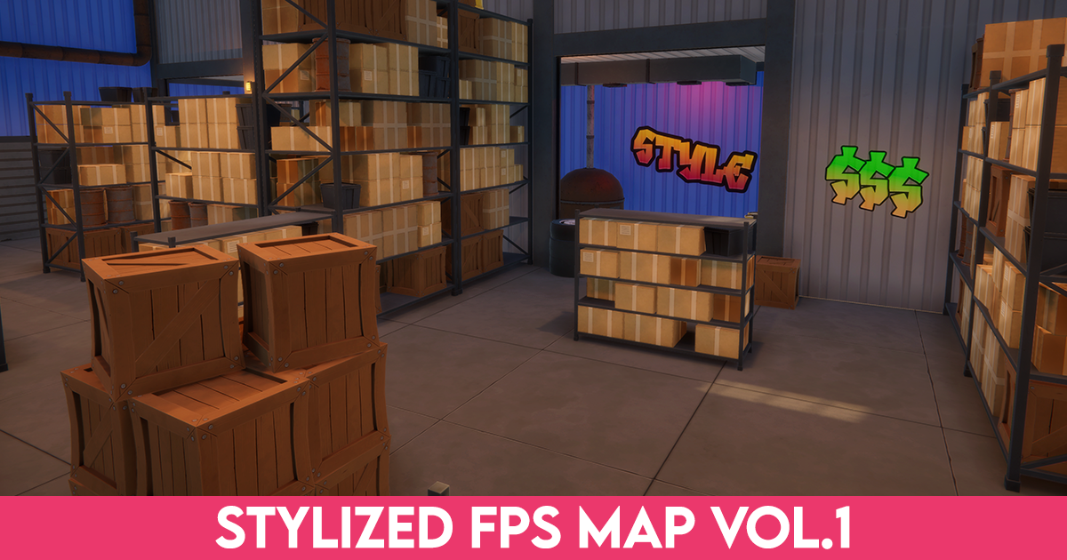 Stylized Low Poly FPS Map 1 - Warehouse | 3D Industrial | Unity Asset Store