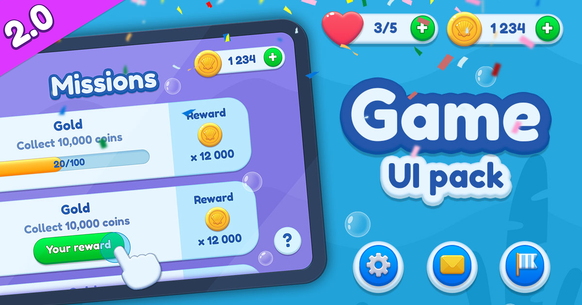 Casual Gui Mobile Game Ui Pack 2d Gui Unity Asset Store