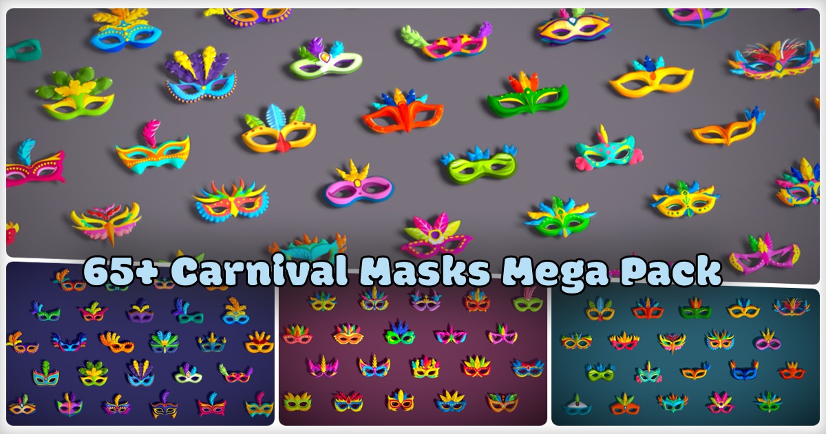 65+ Carnival Feather Mask Mega Pack - Kids Party Masks - Stylized ...