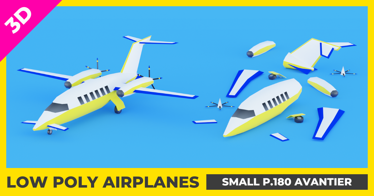 Low Poly Airplanes - Small P.180 Avantier | 3D Air | Unity Asset Store