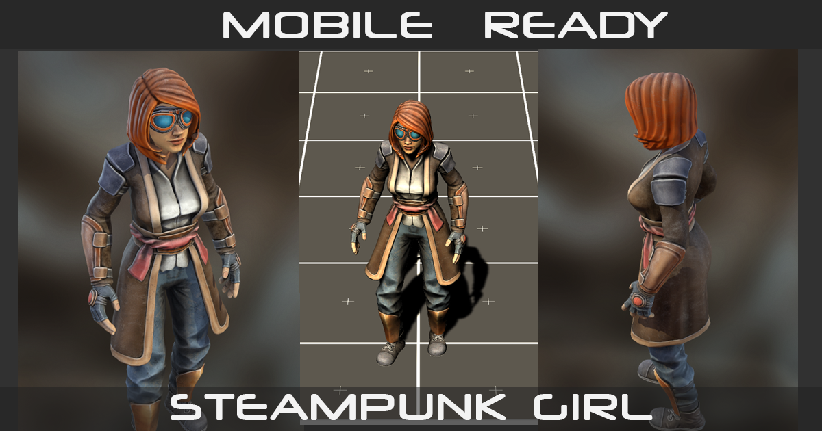 Stylized Steampunk Girl | 3D Characters | Unity Asset Store