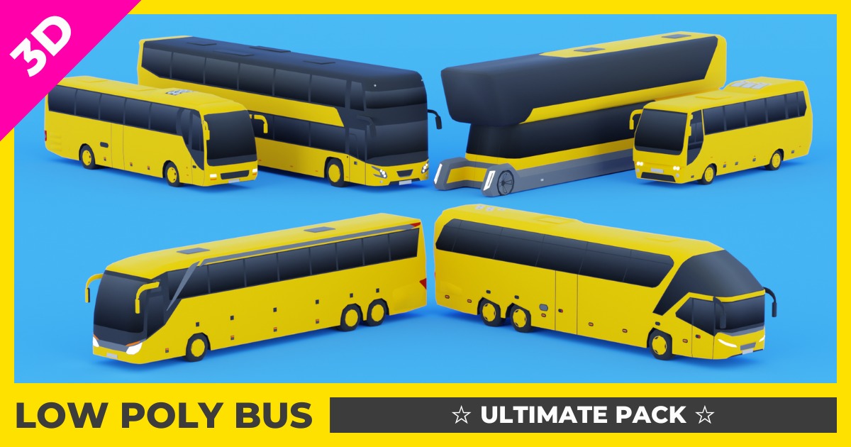Low Poly Bus - Ultimate Pack | 3D Land | Unity Asset Store