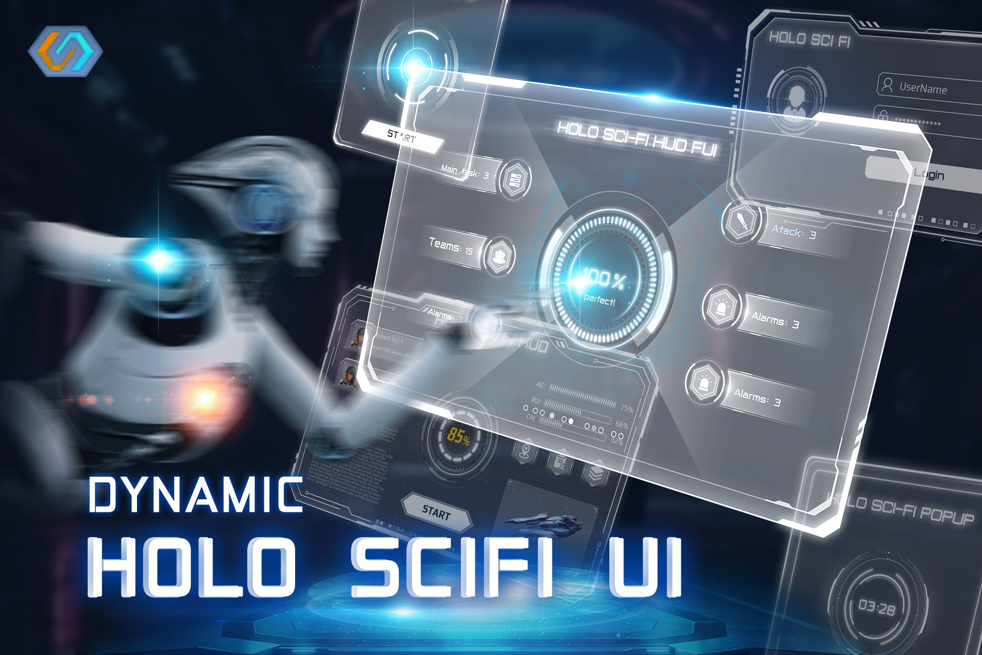 Dynamic Holo Sci-Fi UI Pack | 2D GUI | Unity Asset Store