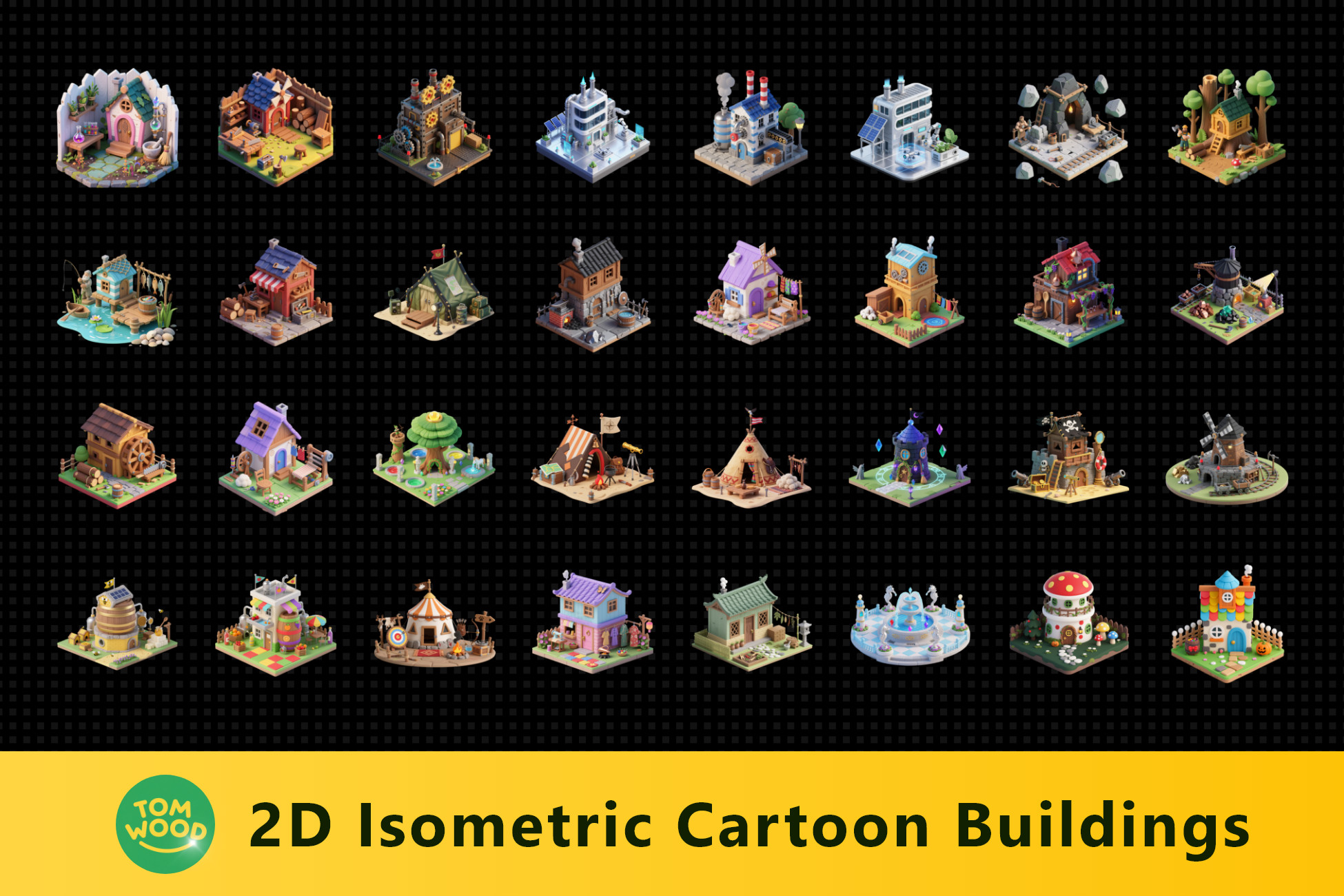 2D Isometric Cartoon Buildings | 2D | Unity Asset Store